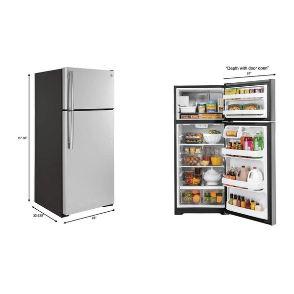 Model #GIE18GSNRSS GE 17.5-cu ft Top-Freezer Refrigerator with Ice Mak ...